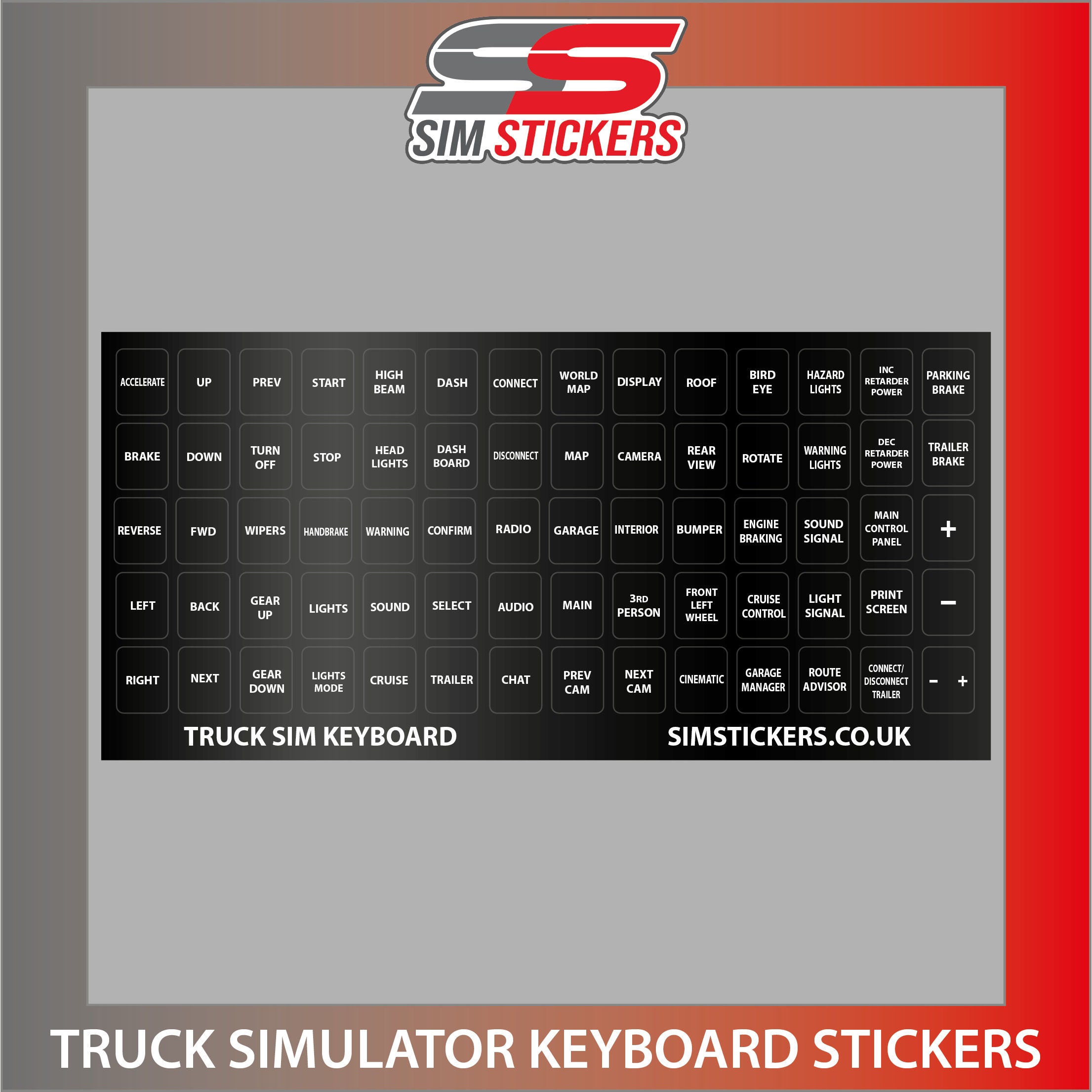 Stickers for Truck Simulator Keyboard/button Box/wheel ET2/ETS VARIOUS ...