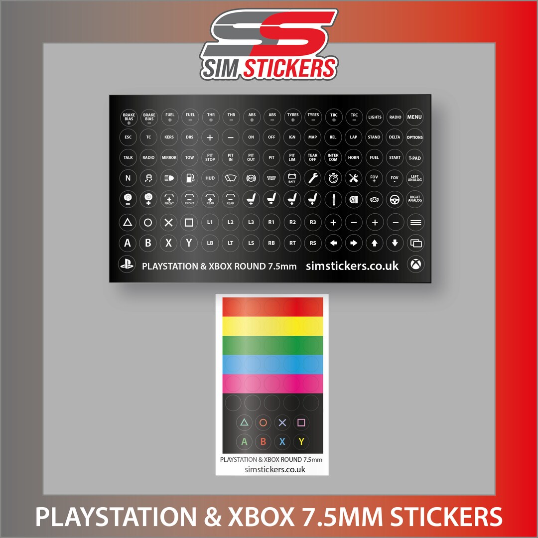 7.5mm Round Playstation/xbox/pc Stickers for Simulator Iracing/ac ...