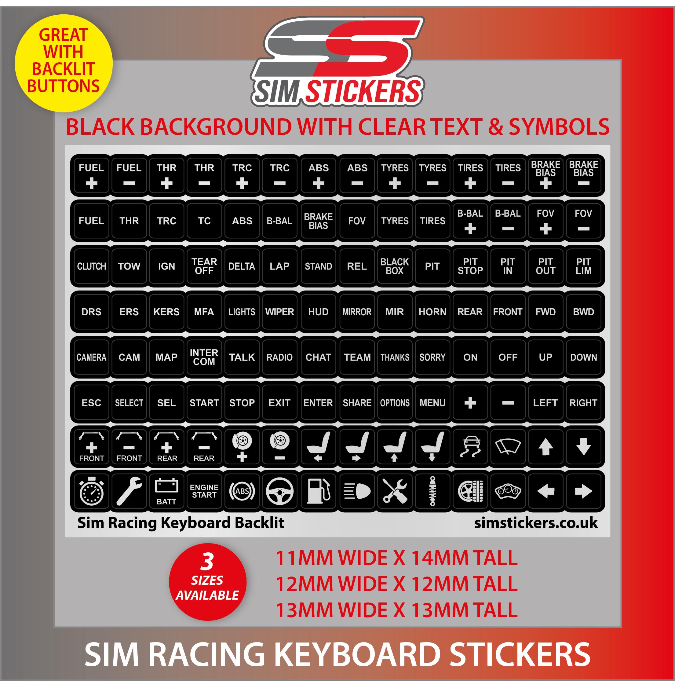 Stickers for Car Simulator Keyboard/button Box/wheel Iracing/assetto ...
