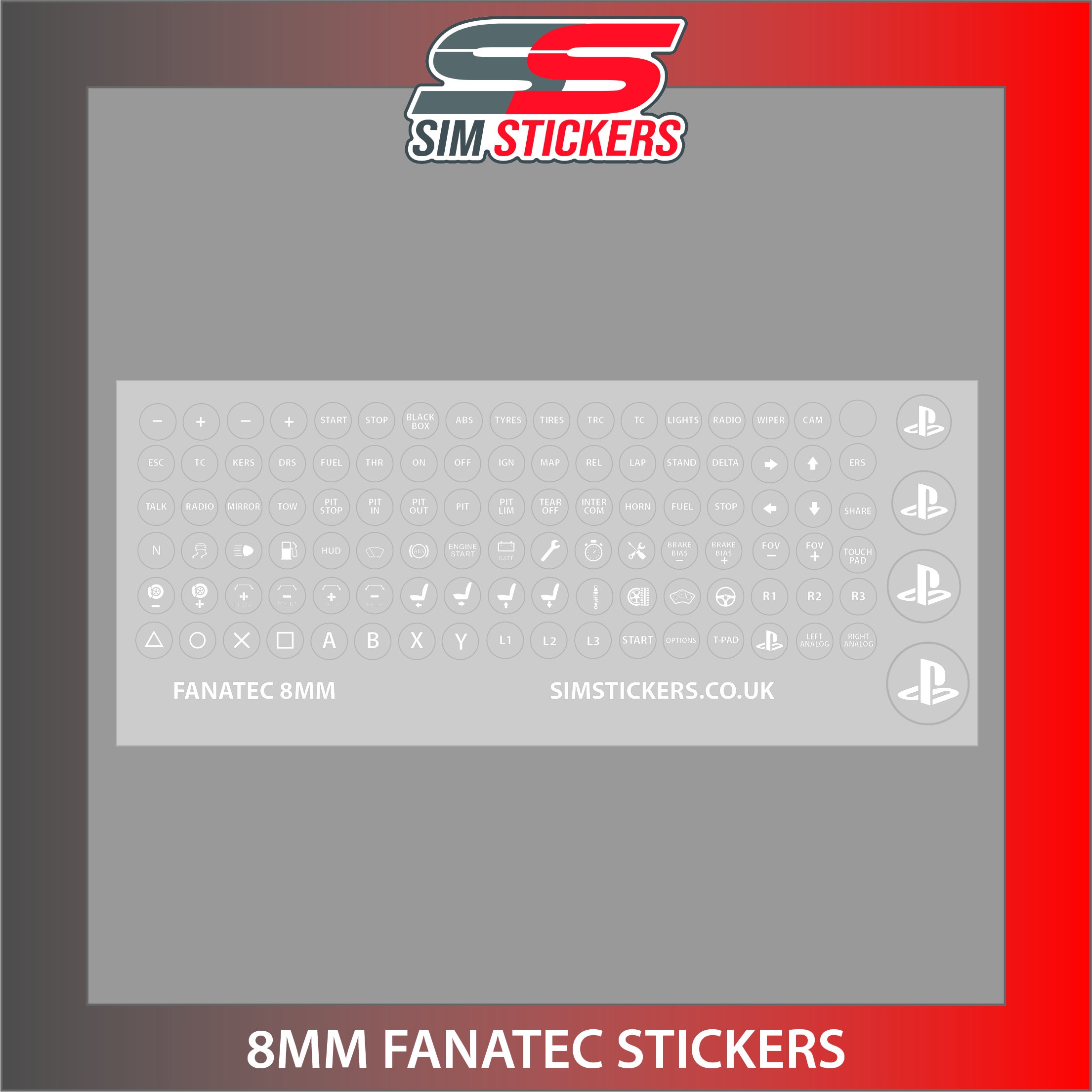 Fanatec 8mm Stickers for Various Simulator Wheel/button Box VARIOUS ...