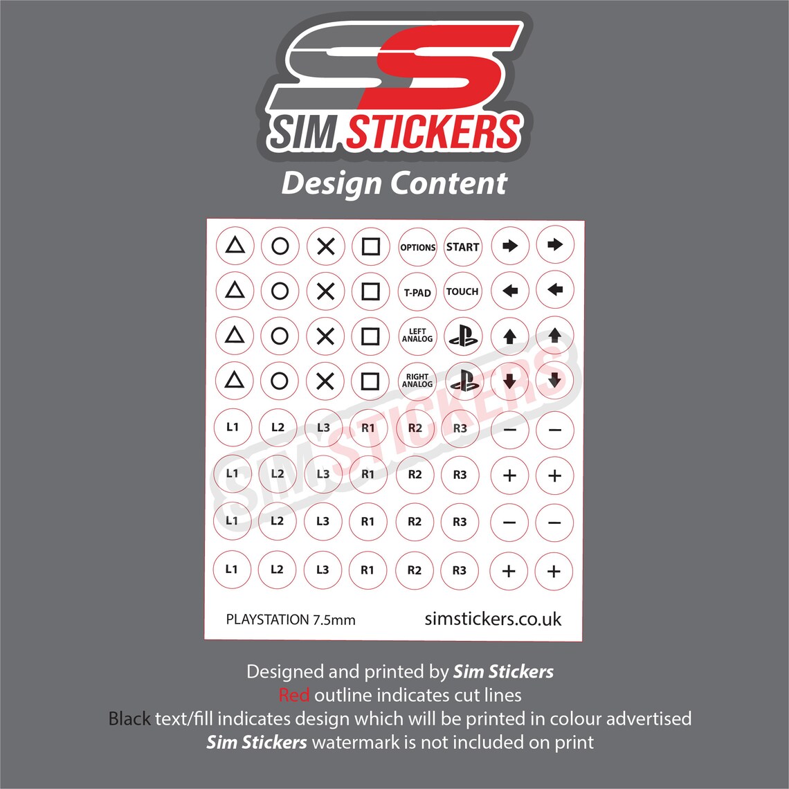 BLACK 7.5mm Round Playstation Stickers for Simulator - Etsy