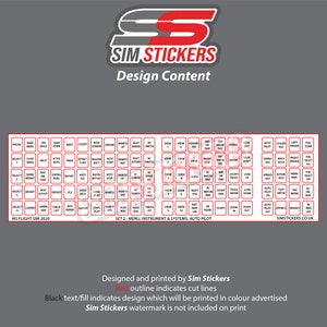 BLACK MSFS Stickers for Flight Simulator Keyboard/button Box/wheel Set ...