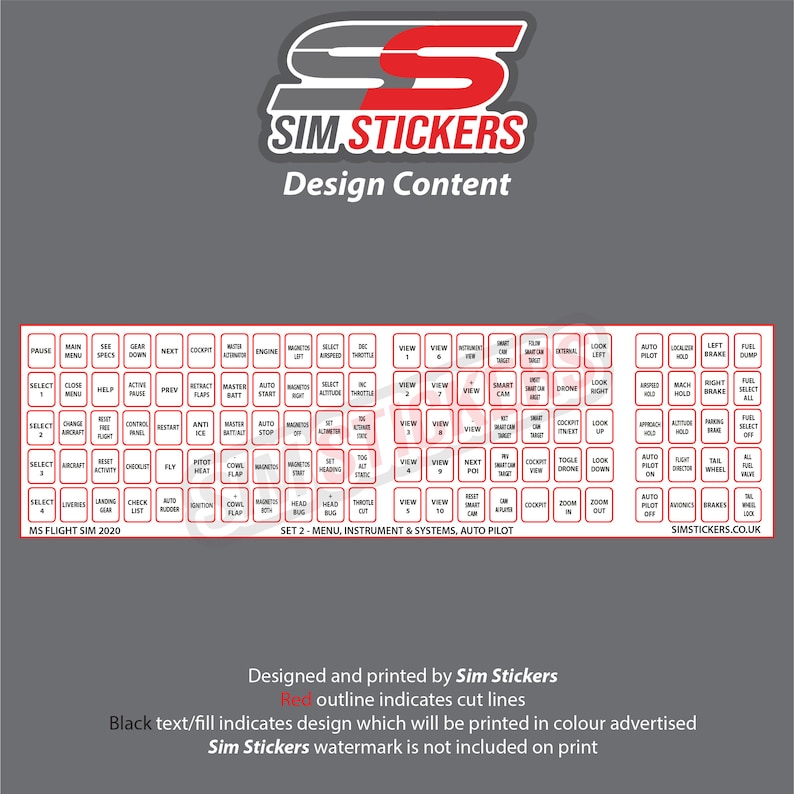 BLACK MSFS Stickers for Flight Simulator Keyboard/button - Etsy