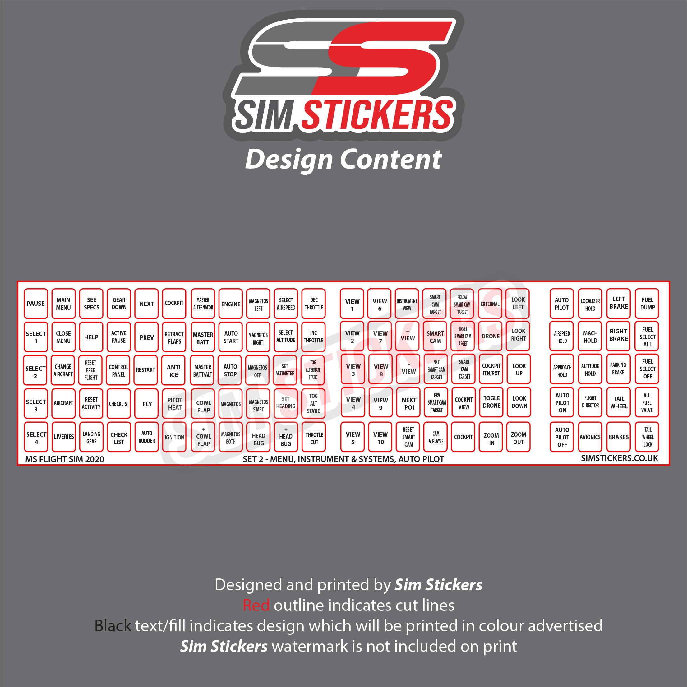BLACK MSFS Stickers for Flight Simulator Keyboard/button - Etsy Canada