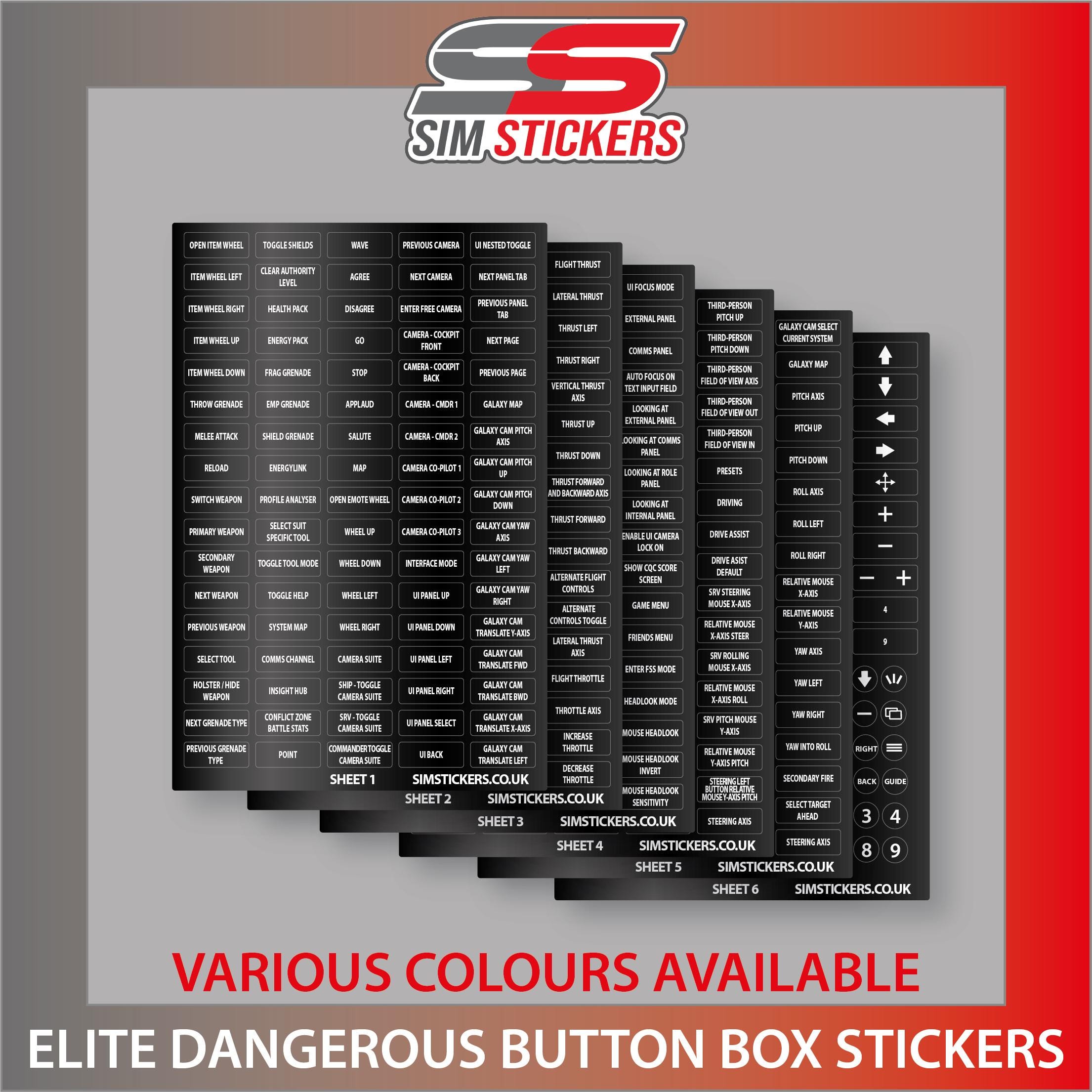 Sticker Set for Elite Dangerous Gaming Simulator Button Box - Etsy