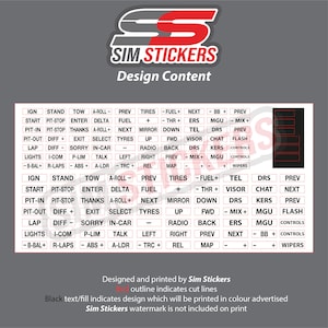 FLUORESCENT Stickers for Car Sim Button Box/wheel Iracing/ac/pc VARIOUS ...