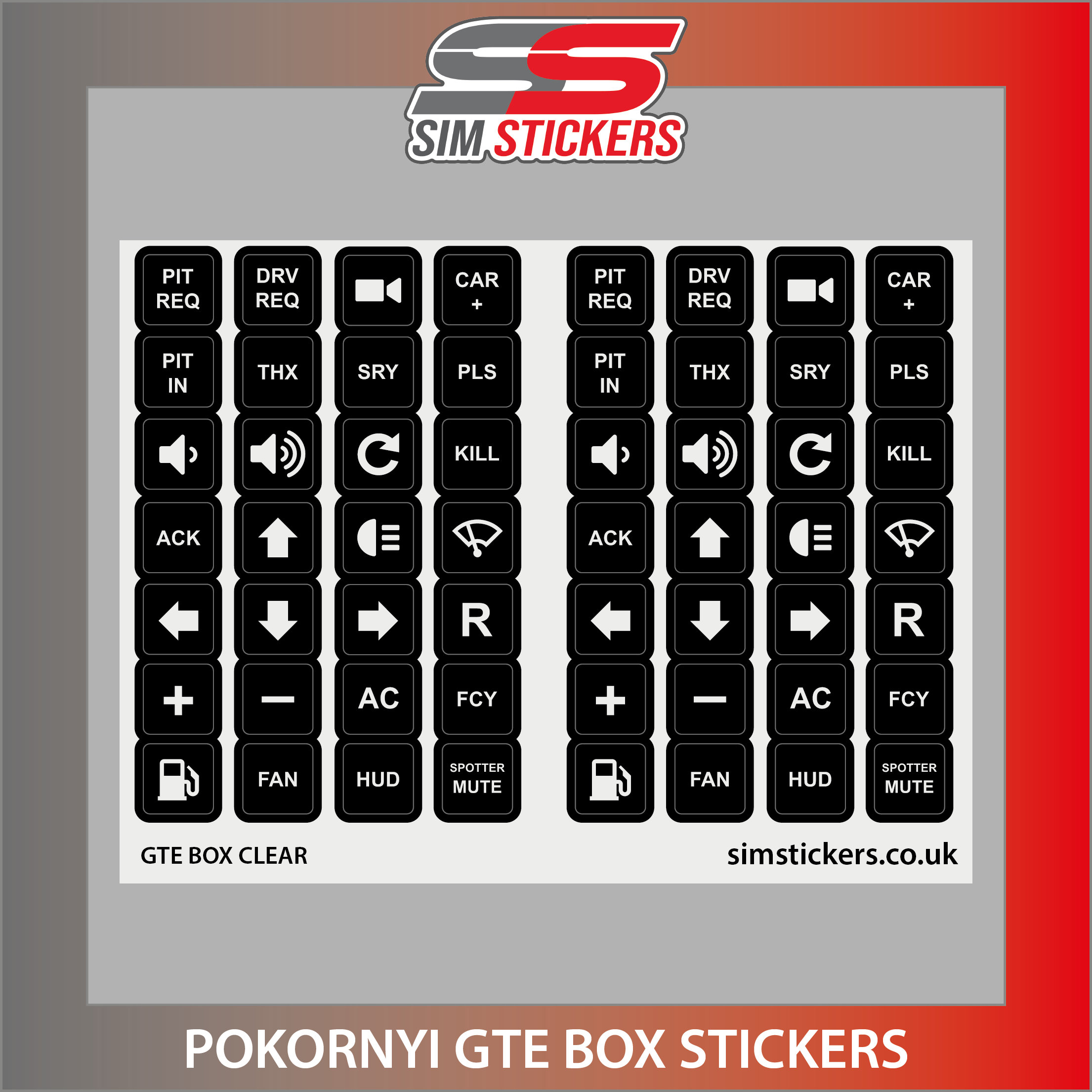 Pokornyi Engineering GTE Box Stickers - Simulator Button Box Stickers ...