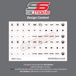 BLACK 10mm Round Xbox Stickers for Simulator Wheel/button Box ...