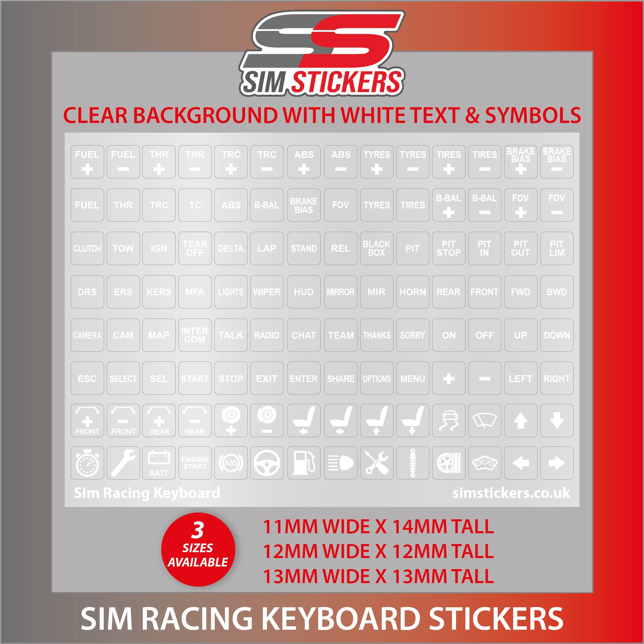 Stickers for Car Simulator Keyboard/button Box/wheel Iracing/assetto ...
