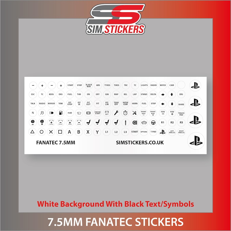 Fanatec 7.5mm Stickers for Various Simulator Wheel / Button Box / Car ...