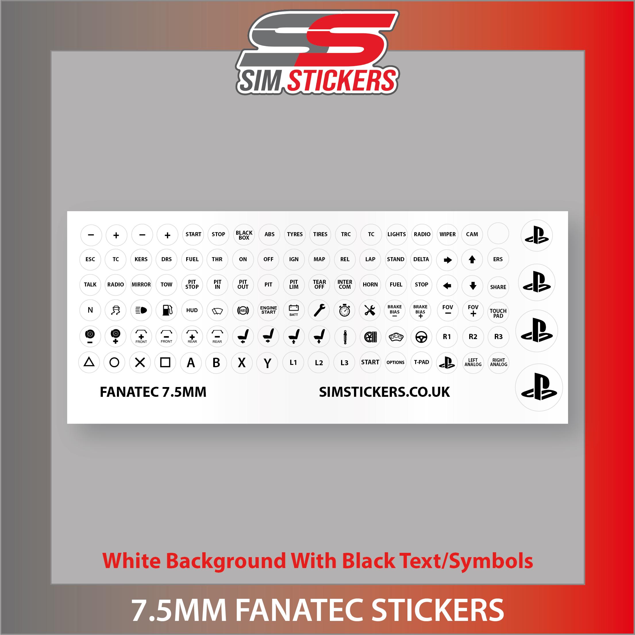 Fanatec 7.5mm Stickers for Various Simulator Wheel / Button Box / Car ...