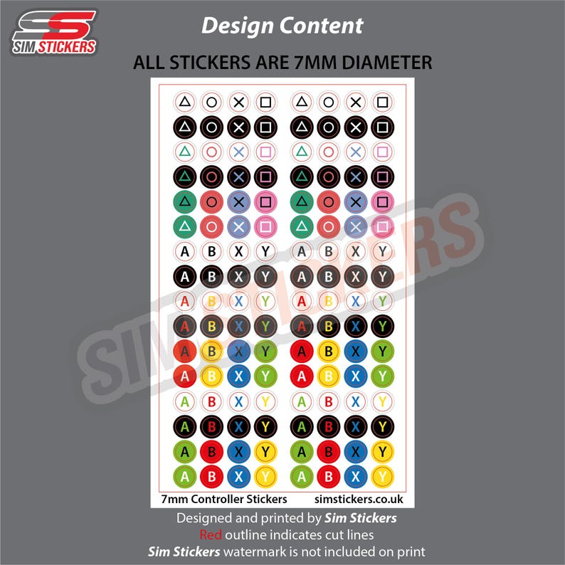 Round Controller Stickers at 7mm Diameter Size - ABXY Square Circle ...