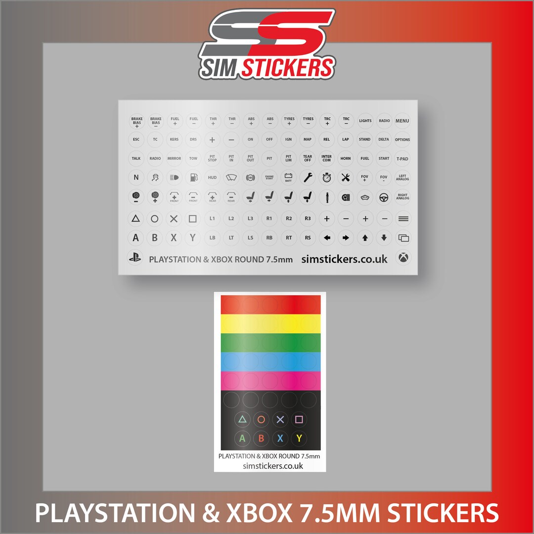 CLEAR 7.5mm Round Playstation/xbox/pc Stickers for Simulator Iracing/ac ...