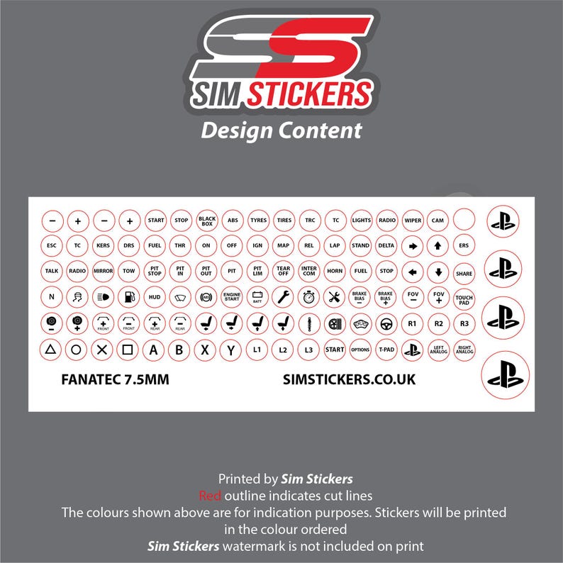 Fanatec 7.5mm Stickers for Various Simulator Wheel / Button Box / Car ...