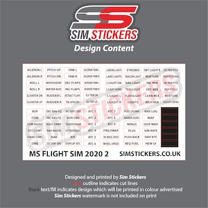 BLACK MSFS Stickers for Flight Simulator Button Box/wheel/flight Stick ...