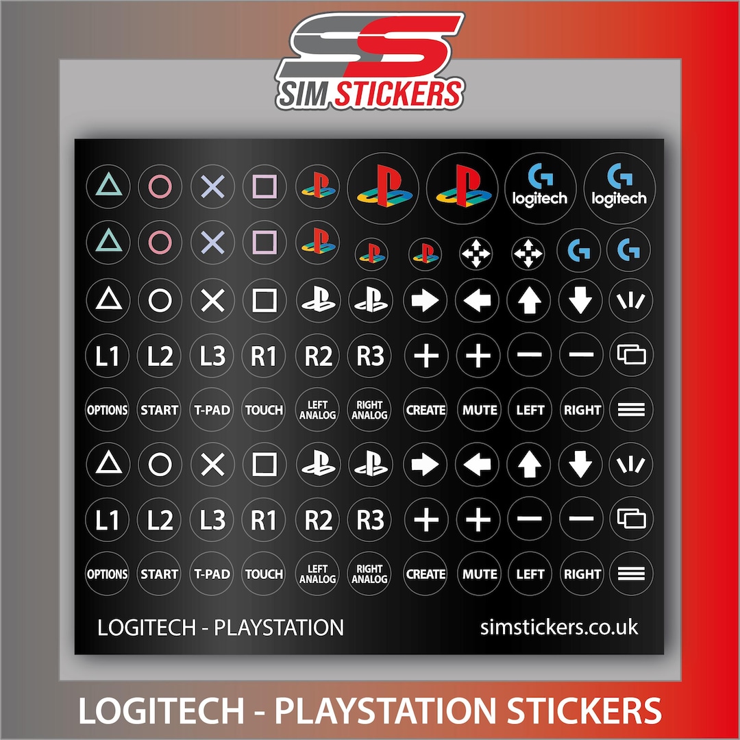 BLACK 8mm Diameter Round Logitech RS Wheel Hub Playstation Stickers for ...