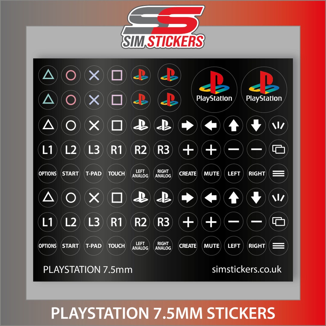 BLACK 7.5mm Round Playstation Stickers for Simulator Wheel/button Box ...