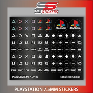 BLACK 7.5mm Round Playstation Stickers for Simulator Wheel/button Box ...