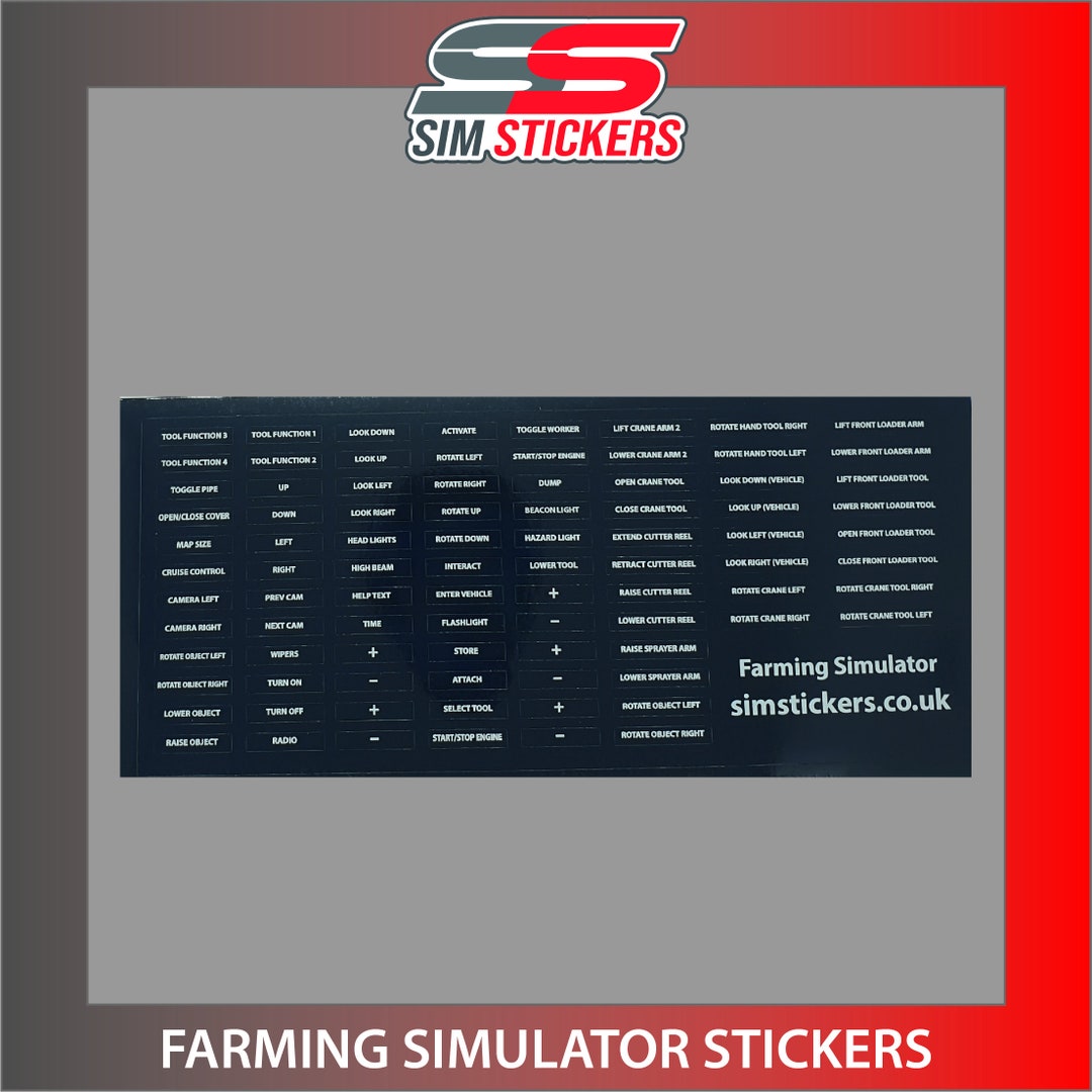 BLACK Stickers for Farming Simulator Button Box/wheel/controller/side ...