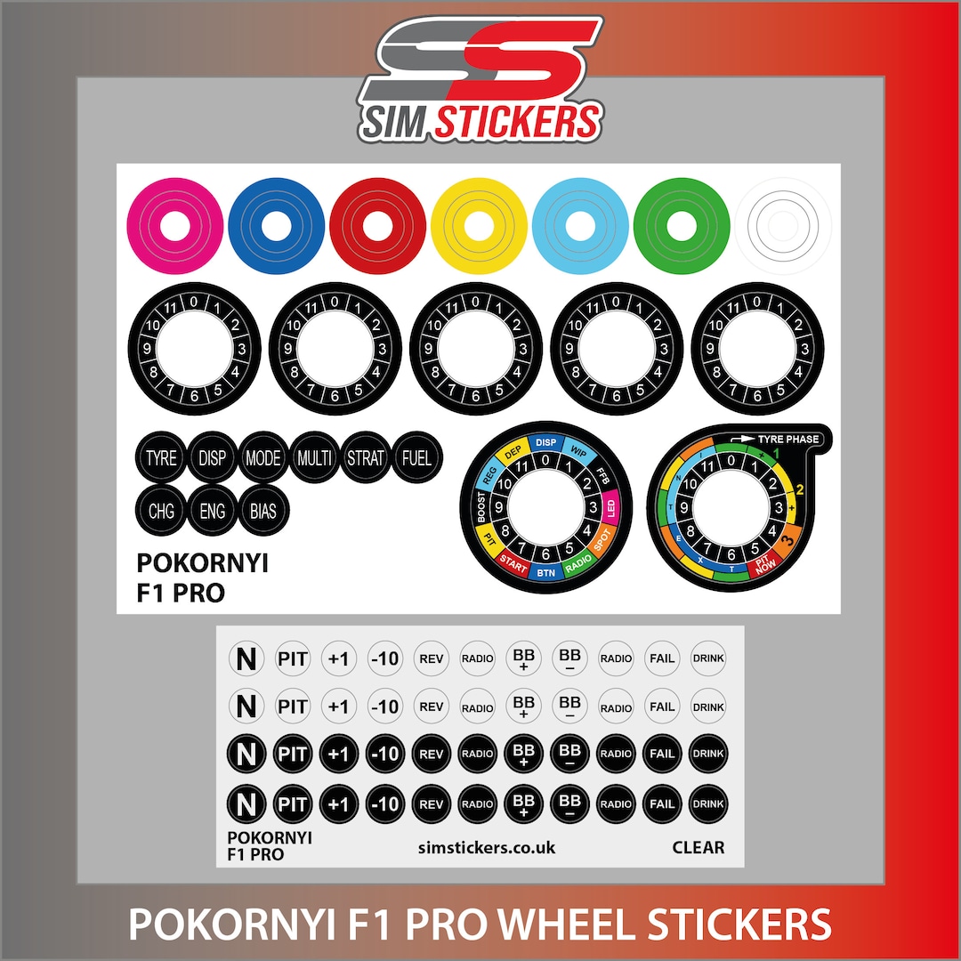 Pokornyi Engineering F1 Pro Wheel Stickers for Car Simulator - Etsy