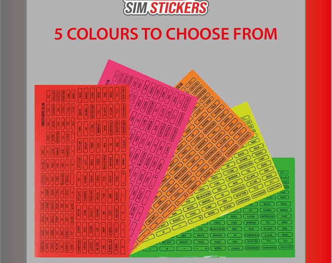Liongp Sim Racing Stickers for Button Box, Neon UV Fluorescent Stickers ...