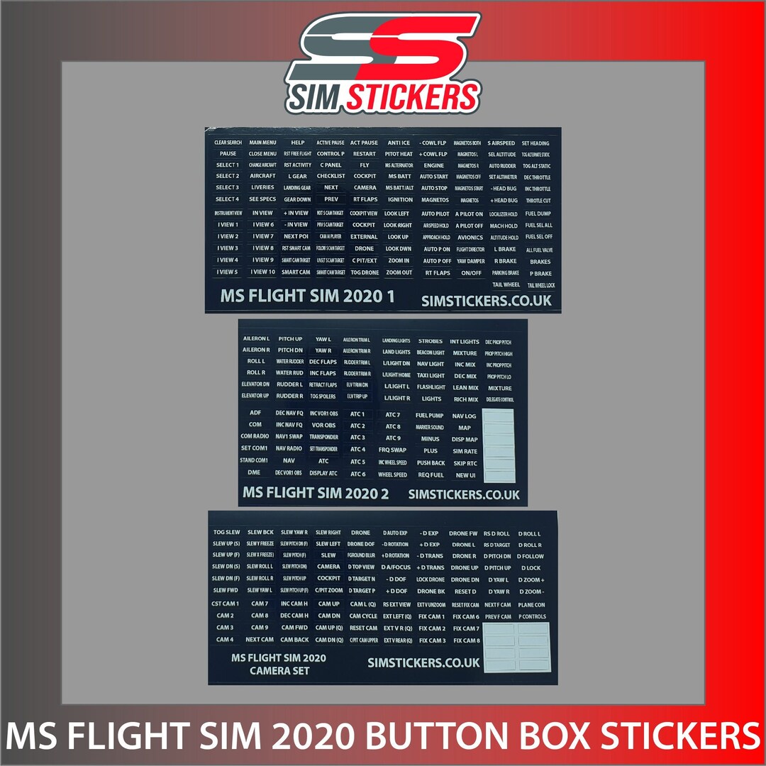BLACK MSFS Stickers for Flight Simulator Button Box/wheel/flight Stick ...