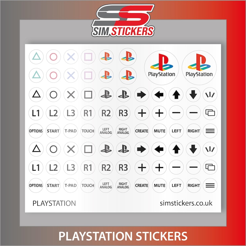 7.5mm, 9mm or 10mm Round Playstation Stickers for Simulator Wheel ...
