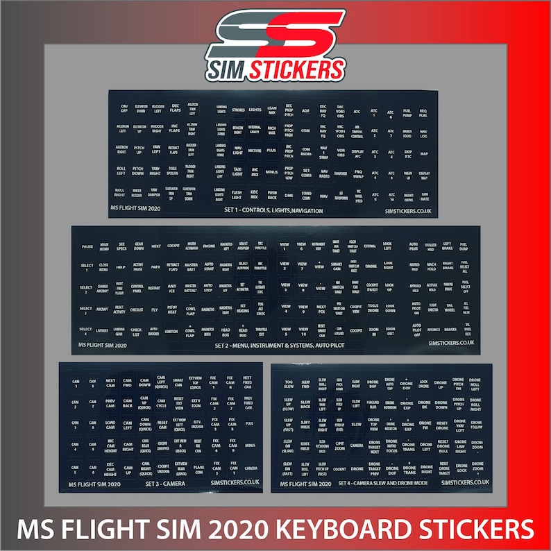 BLACK MSFS Stickers for Flight Simulator Keyboard/button - Etsy