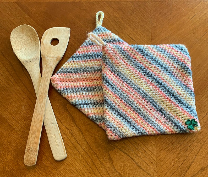 Thick Crocheted Pot Holders, Hot Pads, Handmade Pot Holders, Knitted ...