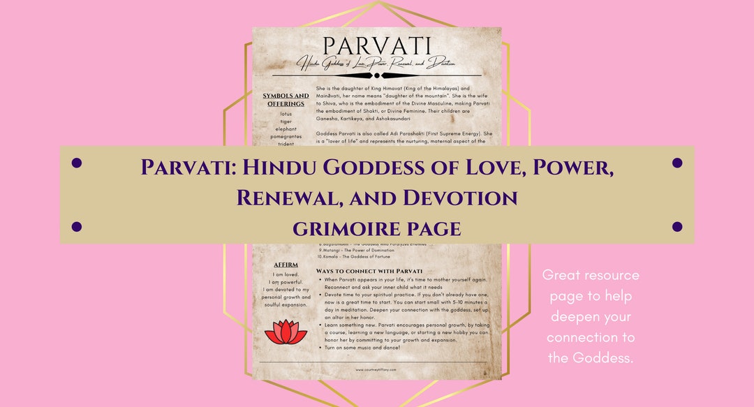 Paravati Hindu Goddess of Love, Marriage, Power, Renewal, and ...
