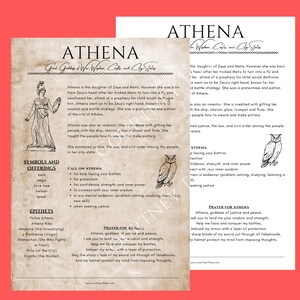 Athena Greek Goddess of War, Wisdom, and Crafts Grimoire Page Book of ...
