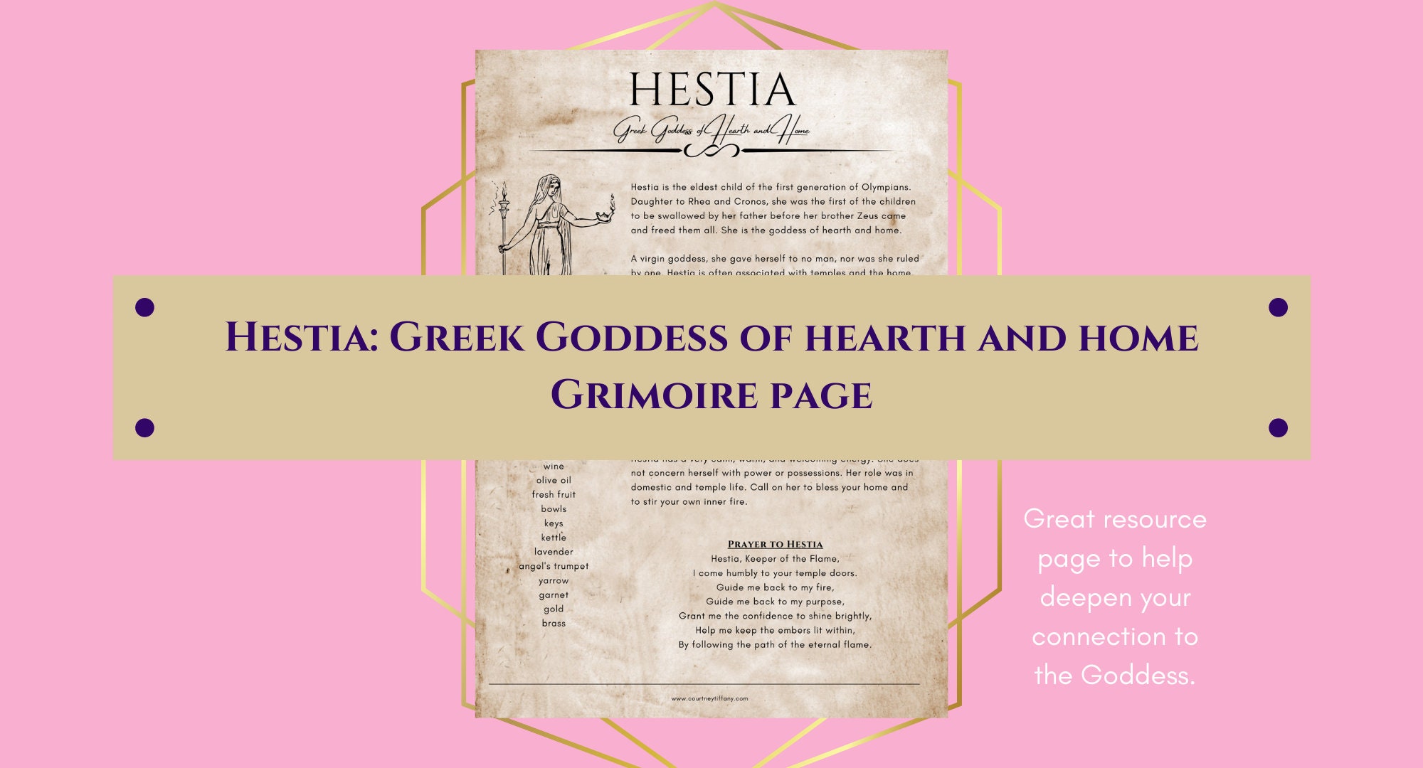 Hestia Greek Goddess of Hearth and Home Grimoire Page Book of Shadows ...