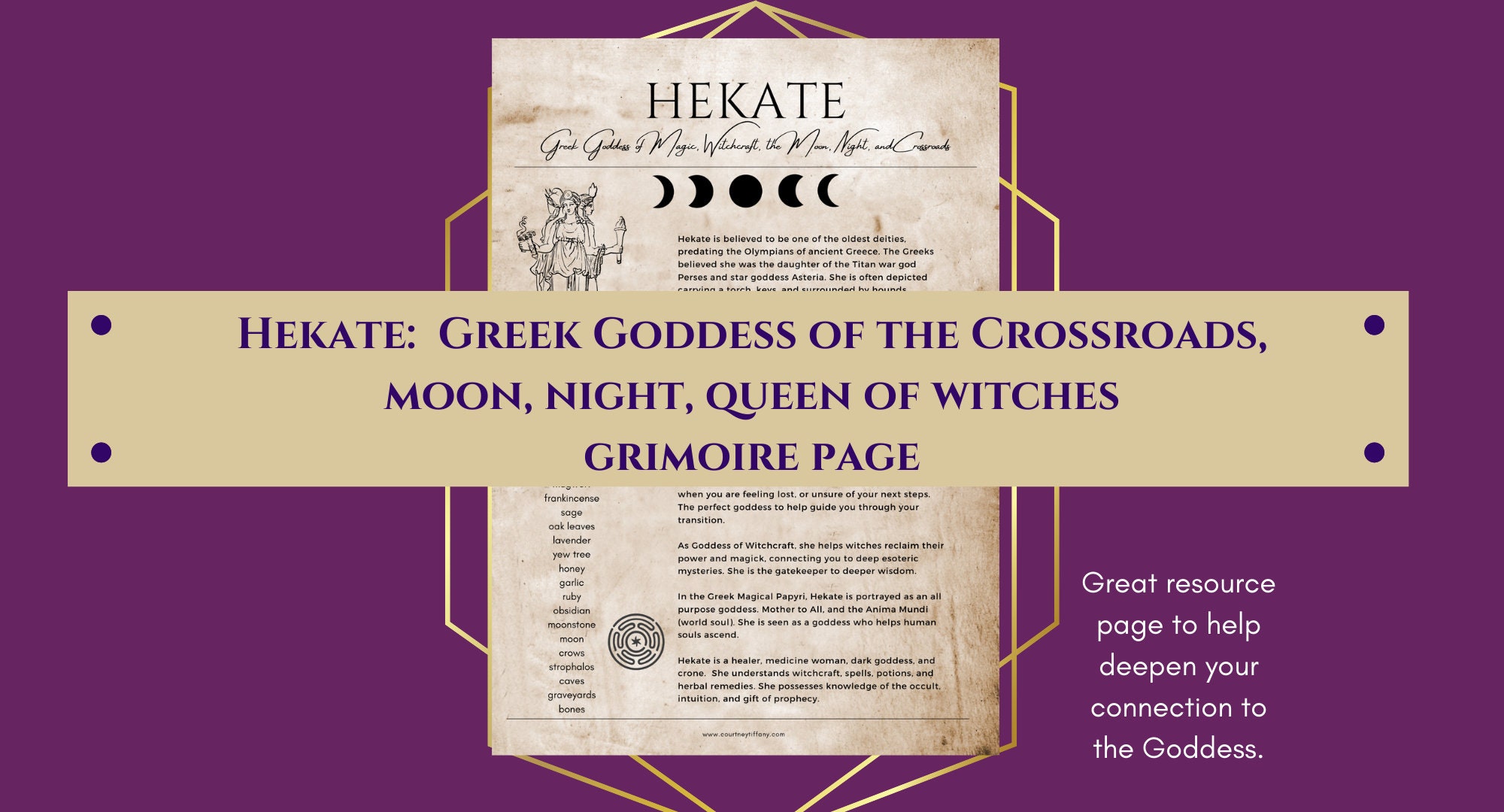 Hekate Greek Goddess, Queen of Witches, Grimoire Page Book of Shadows ...