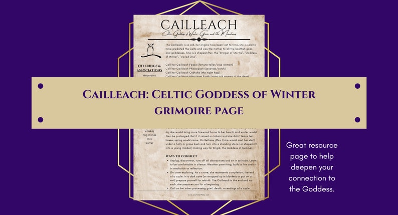 Cailleach Celtic Goddess of Winter Grimoire Page Book of Shadows PDF - Etsy