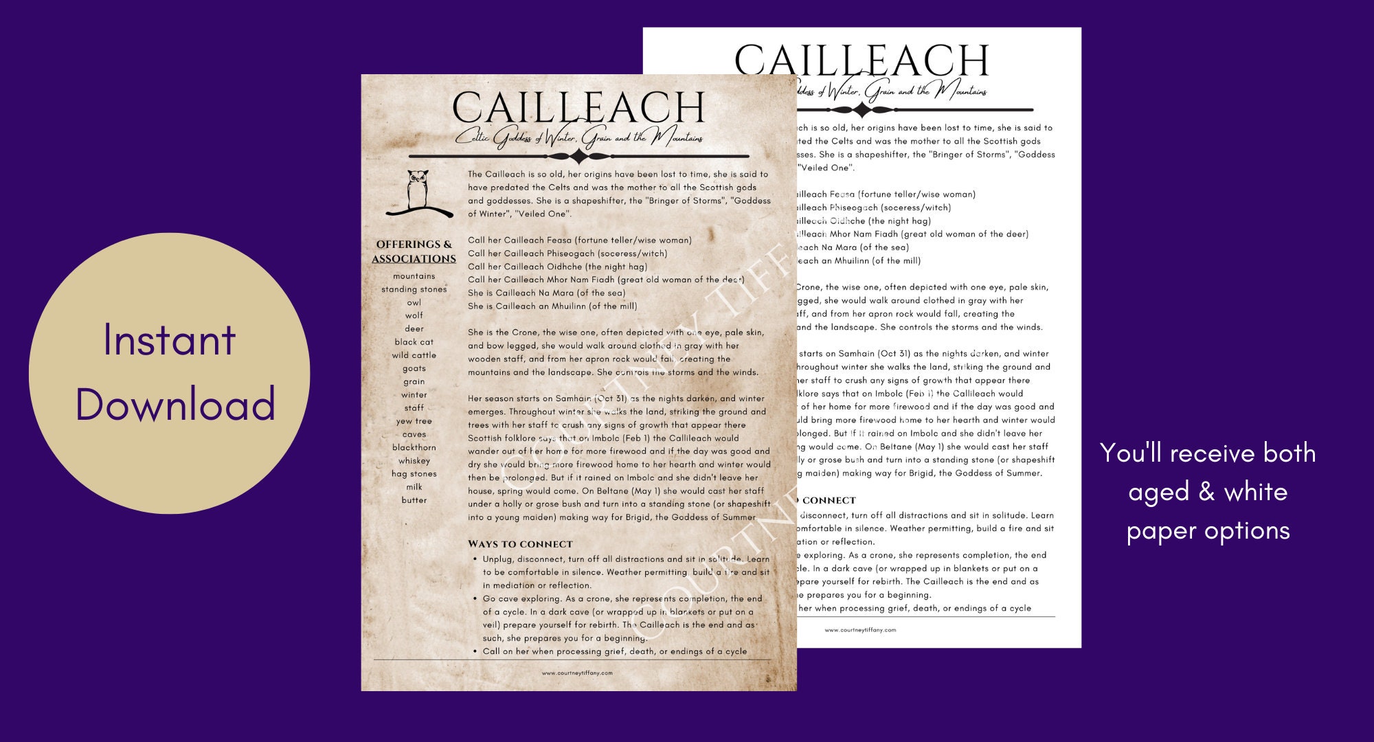 Cailleach Celtic Goddess of Winter Grimoire Page Book of Shadows PDF - Etsy