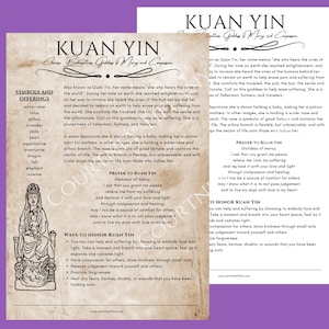 Kuan Yin Chinese Goddess of Mercy and Compassion Grimoire Page Book of ...
