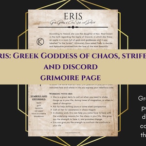Eris Greek Goddess of Chaos, Strife, and Discord Goddess Grimoire Page ...