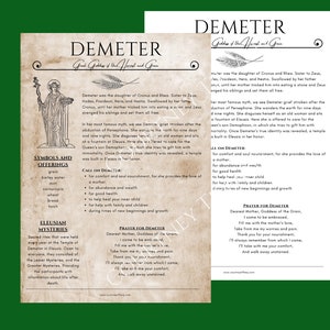 Demeter Greek Goddess of Grain and Harvest Grimoire Page Book of ...