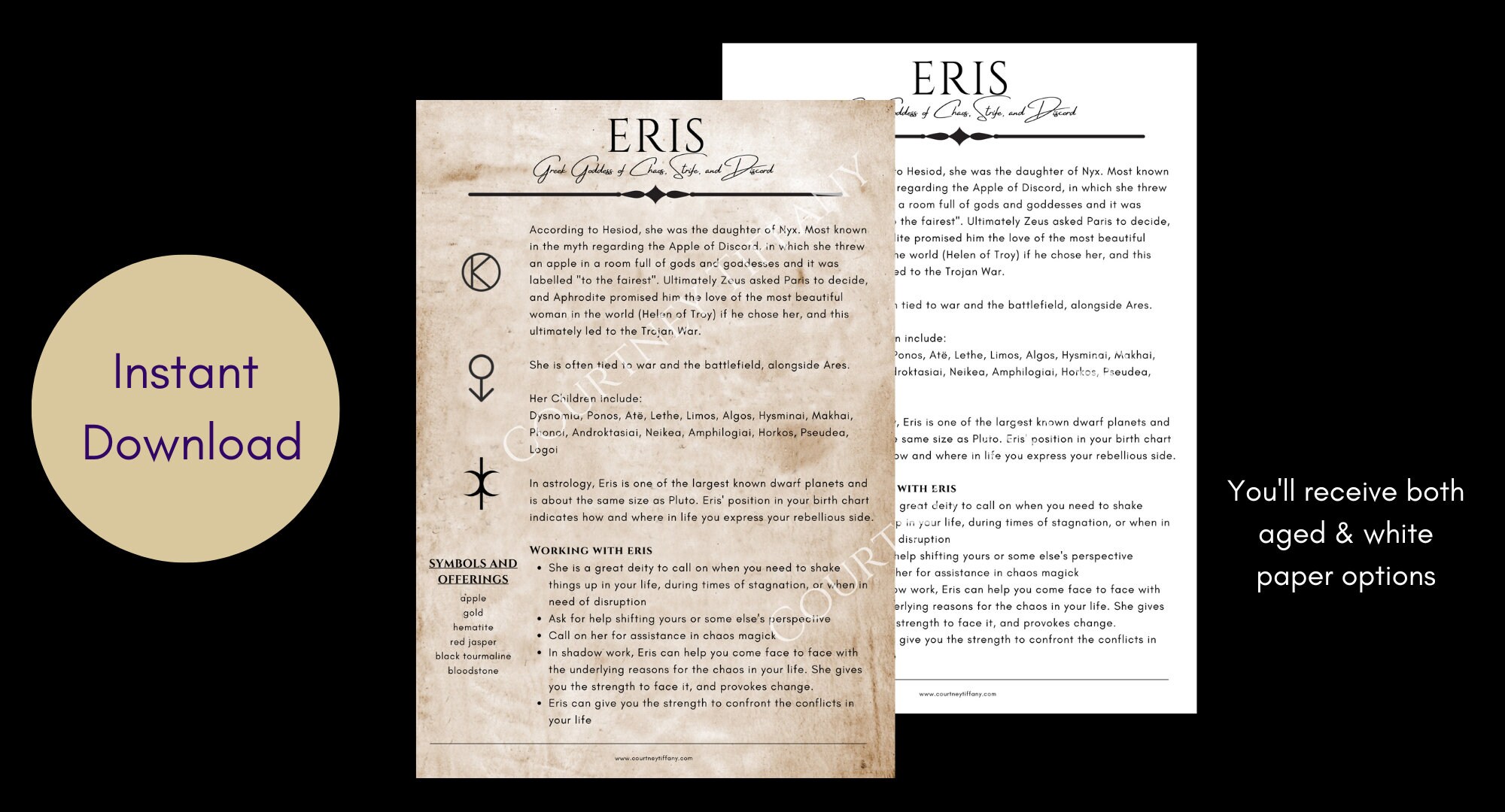 Eris Greek Goddess of Chaos, Strife, and Discord Goddess Grimoire Page ...