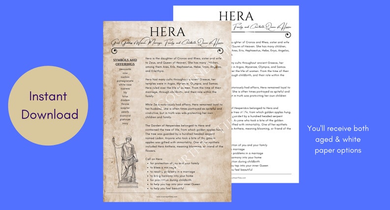 Hera Greek Goddess of Marriage, Women, and Childbirth Grimoire Page ...