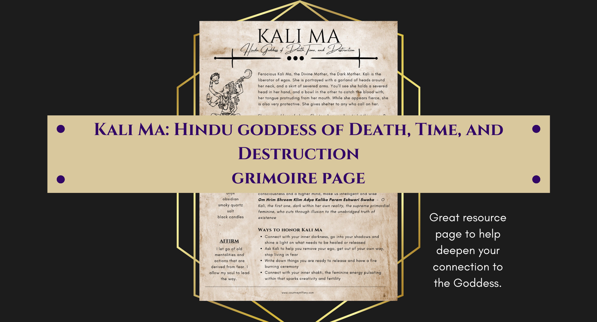 Kali Ma Hindu Goddess of Death, Time, and Destruction Grimoire Page ...