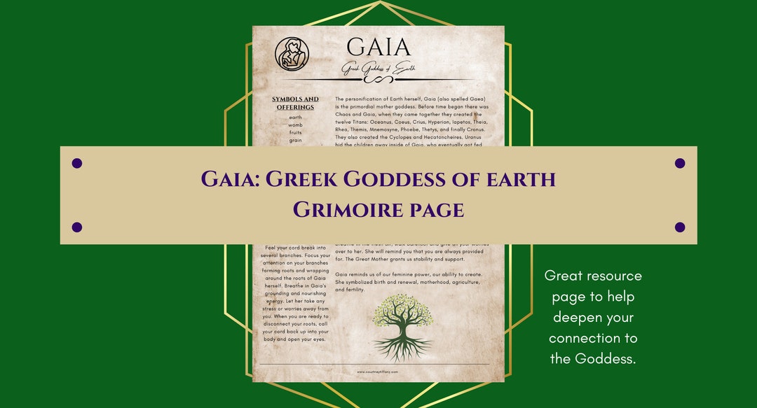 Gaia (gaea) Greek Goddess of Earth Grimoire Page Book of Shadows PDF ...