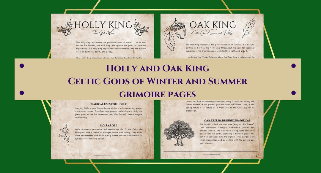 Oak King and Holly King Celtic Gods of Winter and Summer Grimoire Page ...