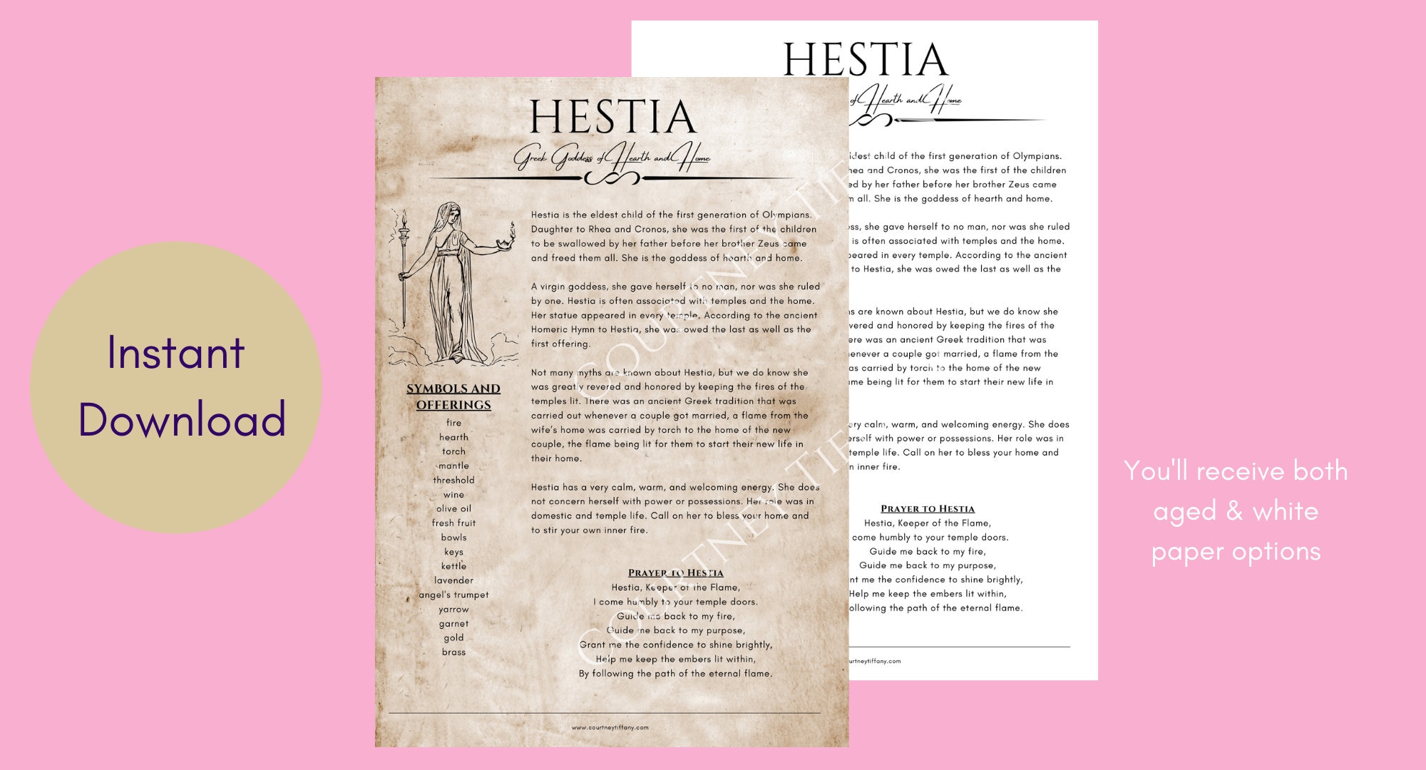 Hestia Greek Goddess of Hearth and Home Grimoire Page Book of Shadows ...