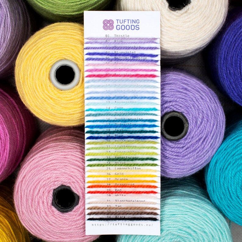 Sample Card 100% New Zealand Wool Yarn for TUFTING GUNS / Punch Needles ...