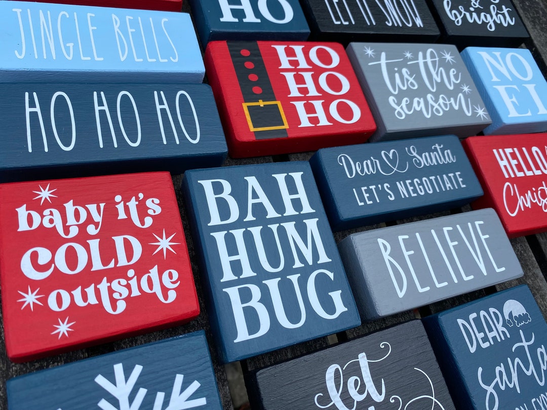 Christmas Signs, Wood Blocks, Wooden Mini Signs, Santa Blocks, Free ...