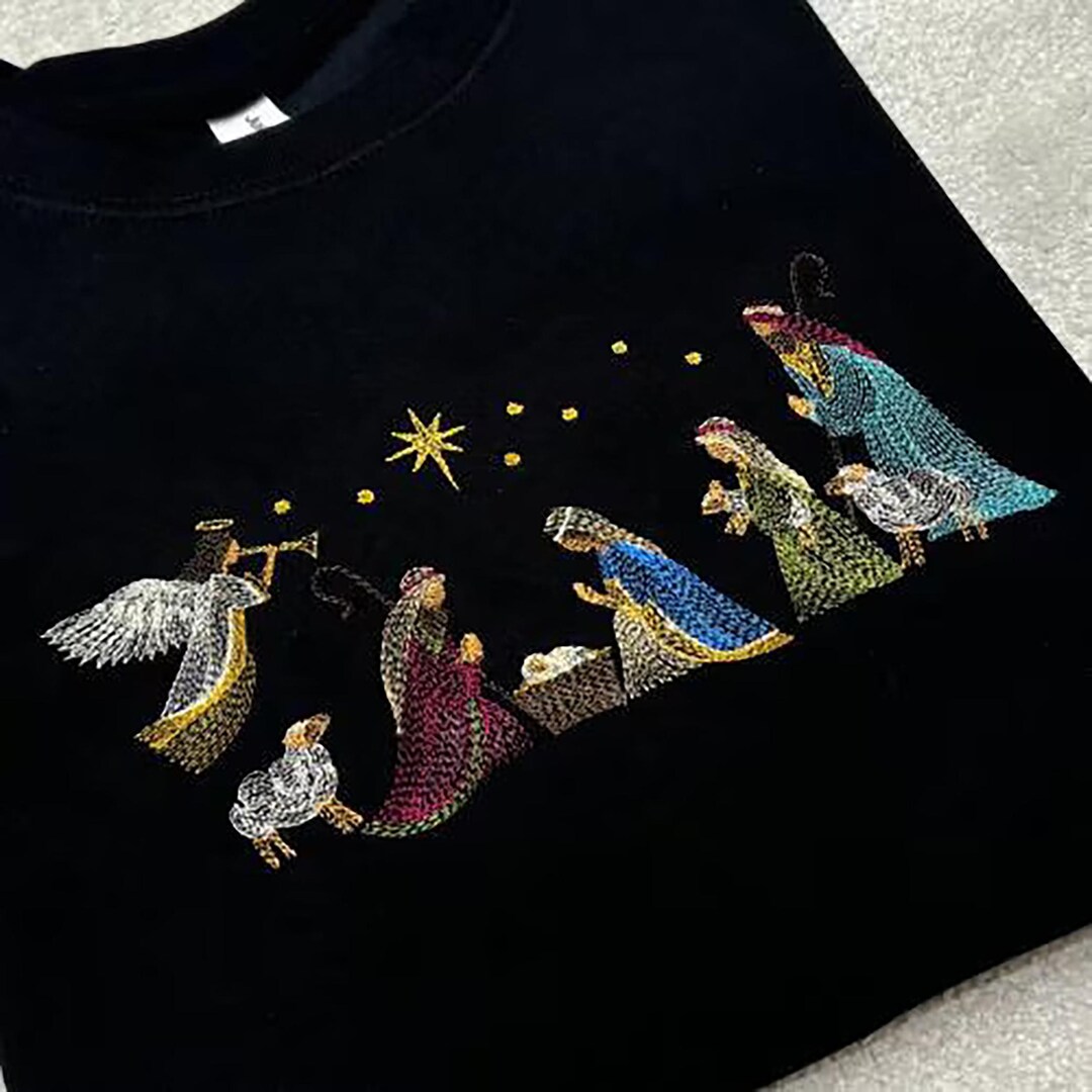 Embroidered Nativity Scene Sweatshirt: Christian Christmas Jumper - Etsy