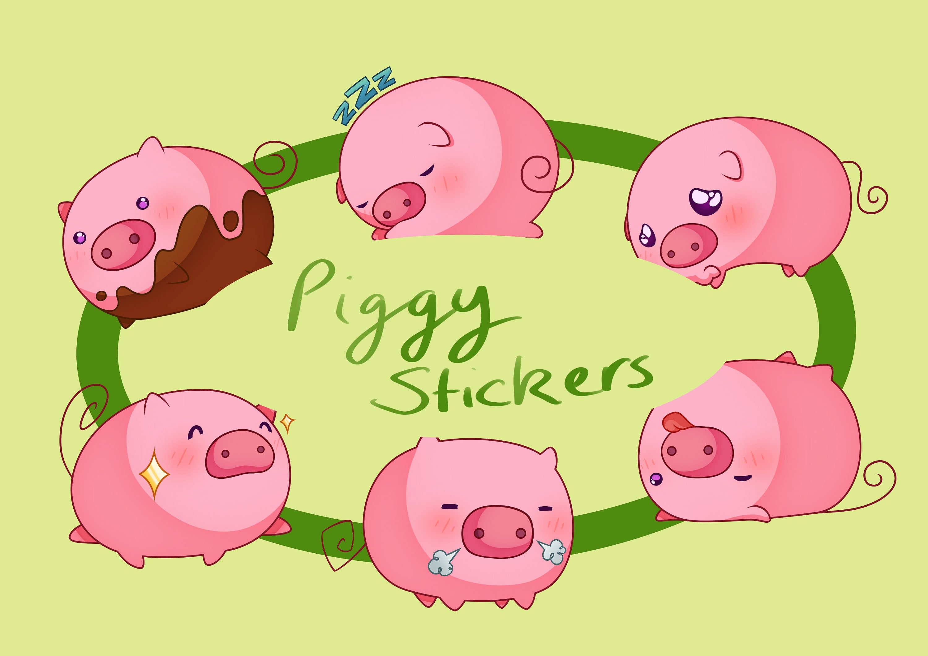 Cute Chibi Piggy Pig Stickers - Etsy