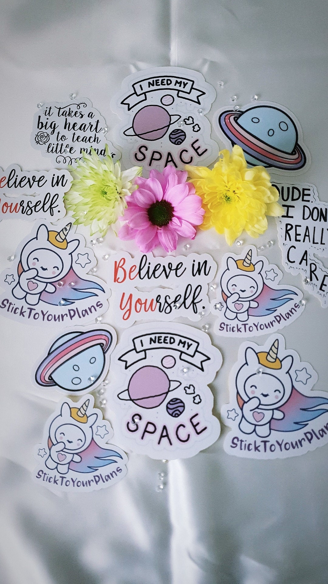 Set of 6 Positive Phrase Word Stickers Support Encouragement | Etsy