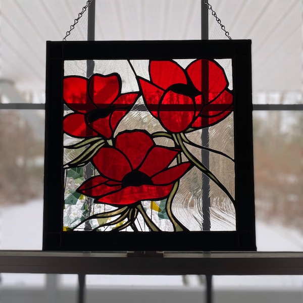 Stained Glass Poppy - Etsy